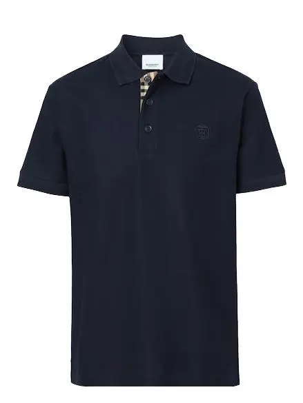 Burberry Monogram Motif Cotton Pique Polo Shirt - Caol Blue/archive Beige