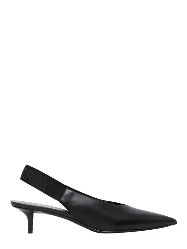 Burberry Malinda Leather Slingback Kitten Heel Pumps - Black