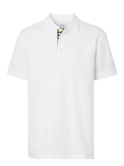 Burberry Monogram Motif Cotton Pique Polo Shirt - White/archive Beige