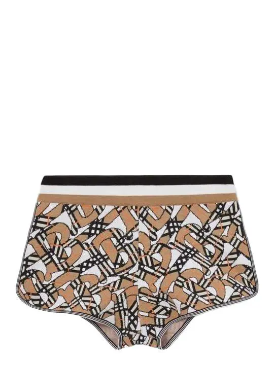 Burberry Monogram Wool Blend Shorts - Beige/white