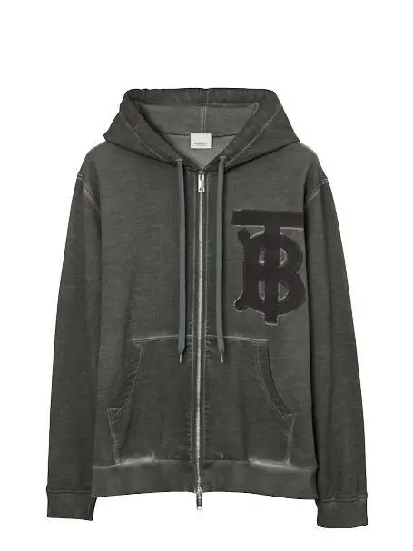 Burberry Monogram Oversized Zip Hoodie - Charcoal Grey
