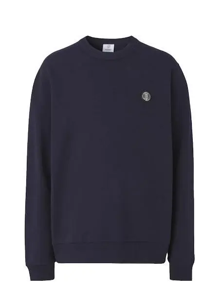 Burberry Monogram Motif Applique Cotton Sweatshirt - Navy Blue