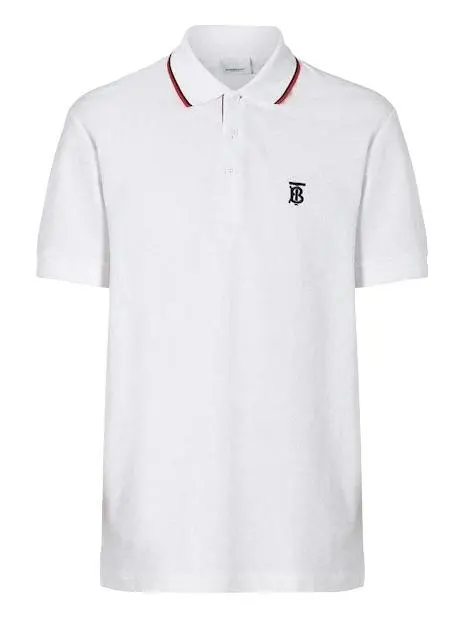 Burberry Monogrammotif Piqué Cotton Polo Shirt - White