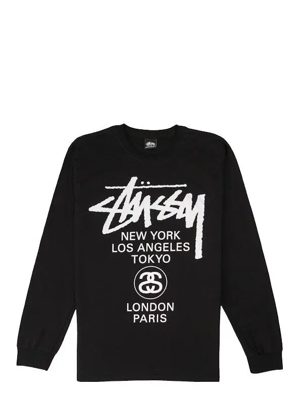StÜssy World Tour Long Sleeve T-shirt - Black