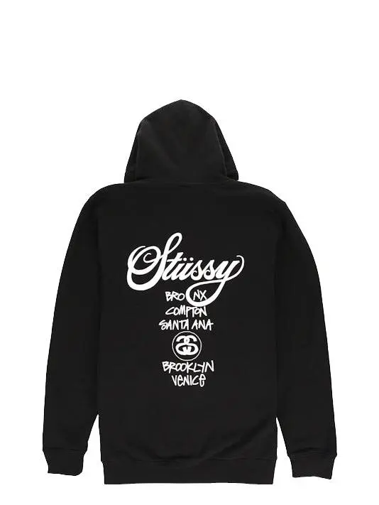 StÜssy World Tour Zip Hoodie - Black