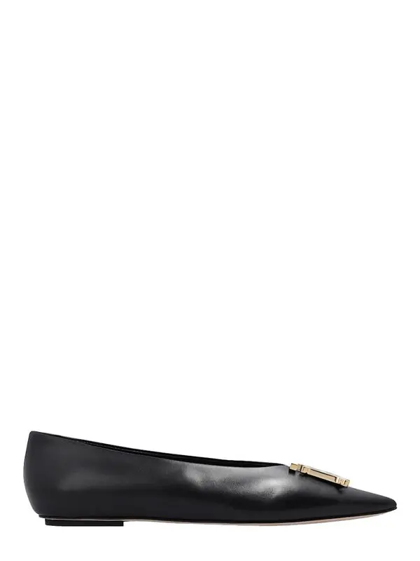 Burberry Motif Point Toe Ballerina Flat - Black