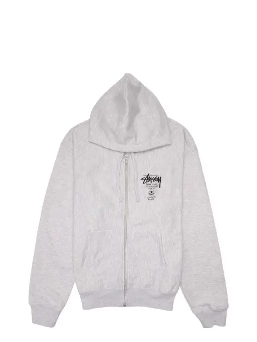 StÜssy World Tour Zip Hoodie - Ash Heather (fw22)