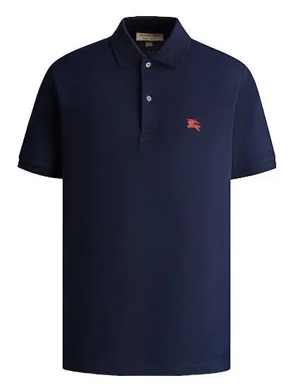 Burberry Oxford Logo Embroide Polo Shirt - Navy Blue/red