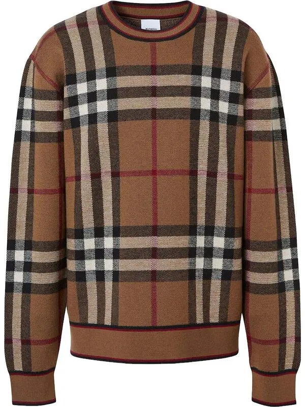 Burberry Check Pattern Sweater - Brown