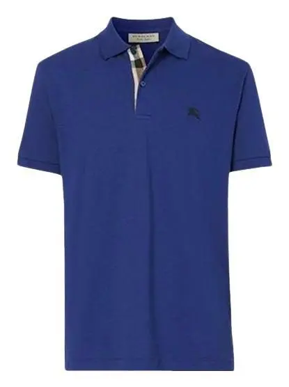 Burberry Oxford Logo Embroidered Polo Shirt - Blue