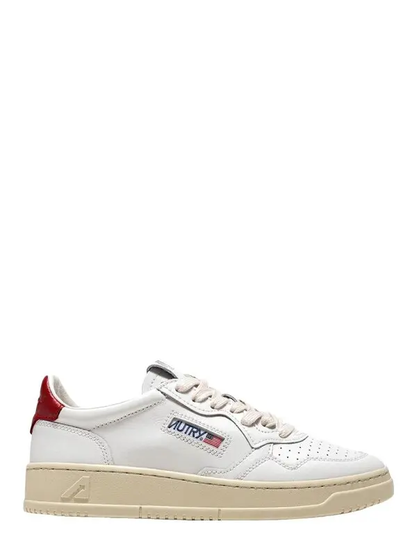 AUTRY Medalist Leather Low Sneakers - White/red/cream