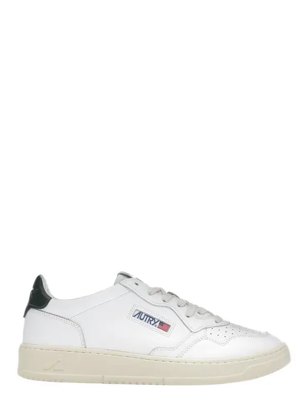 AUTRY Medalist Leather Low Sneakers - White/dark Green/cream