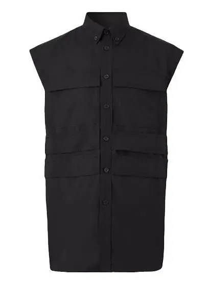 Burberry Panel Detail Sleeveless Shirt - Black