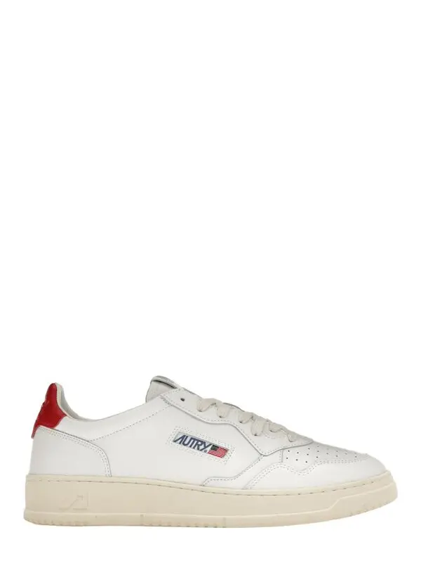 AUTRY Medalist Leather Low Sneakers - White/red/cream
