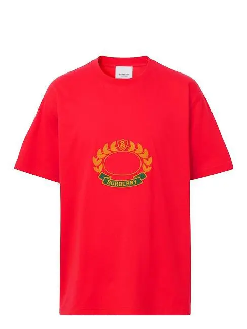 Burberry Oak Leaf Crest Cotton Oversized T-shirt - Bright Red