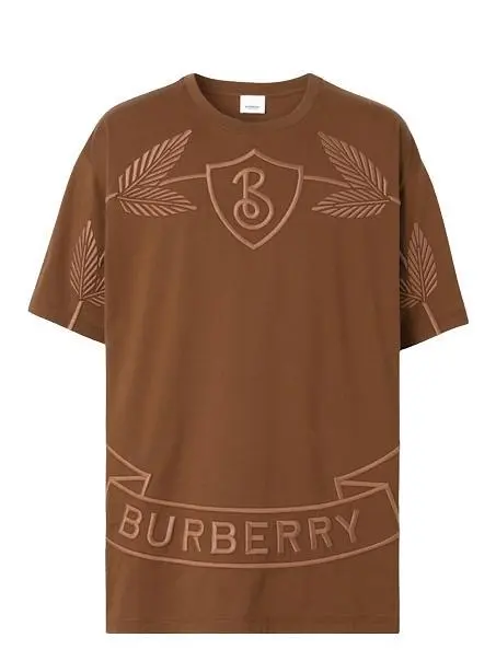 Burberry Oak Leaf Crest Cotton Tee Shirt - Dark Birch Brown