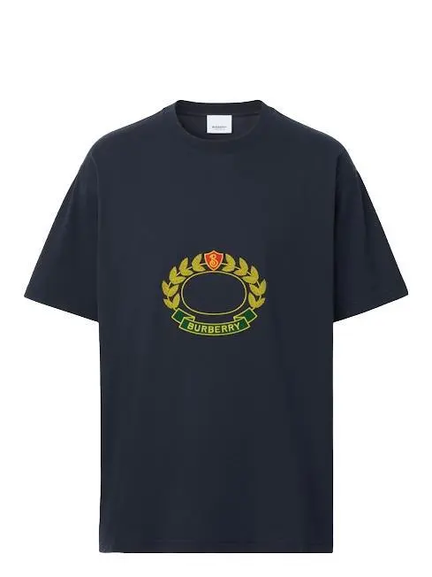 Burberry Oak Leaf Crest Cotton Oversized T-shirt - Dark Charcoal Blue