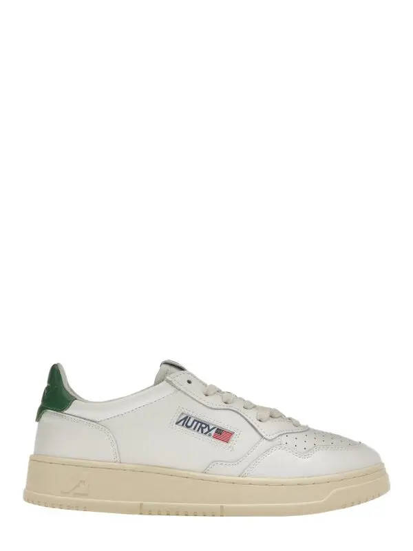 AUTRY Medalist Leather Low Sneakers - White/green/cream