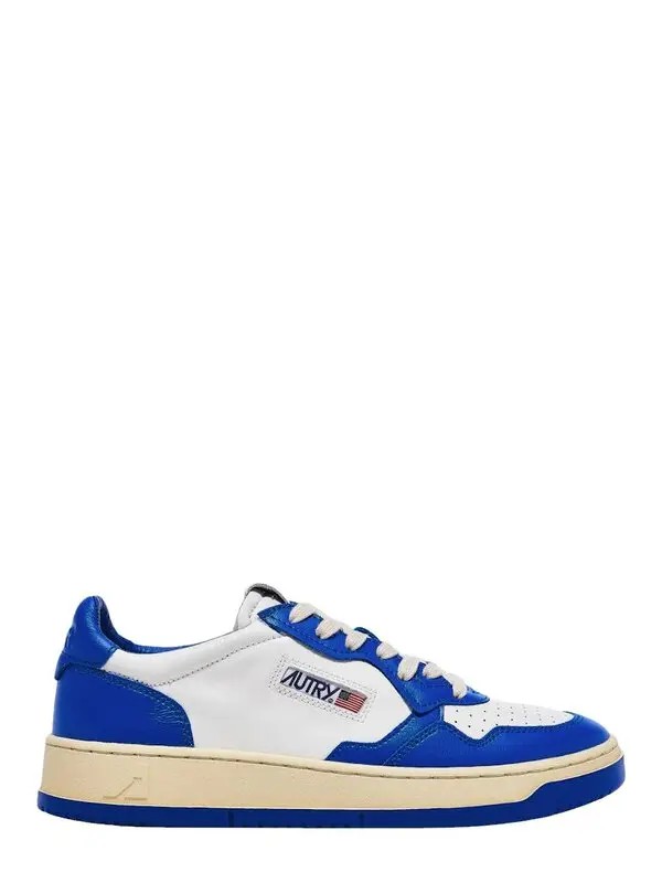 AUTRY Medalist Leather Low Sneakers - Azure/white/cream