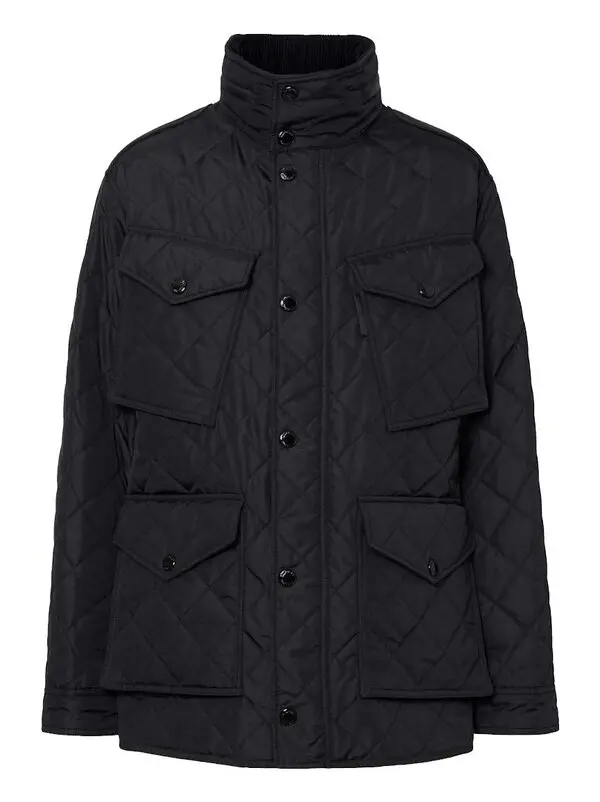 Burberry Quilted Thermoregulated Field Jacket With Packaway Hood - Black