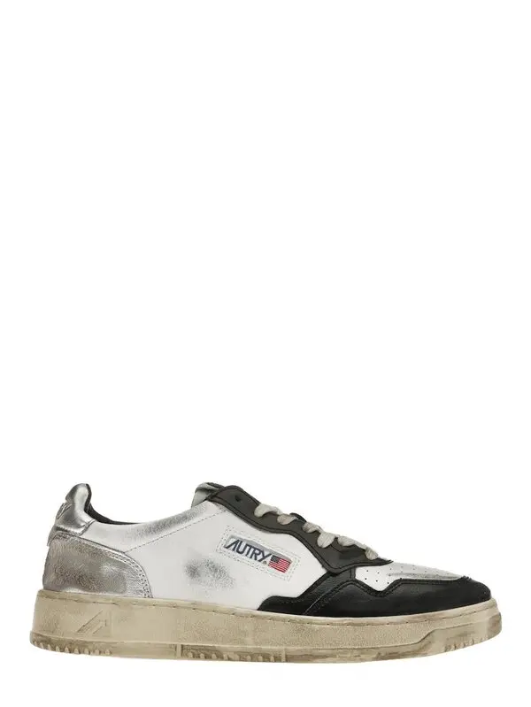 AUTRY Medalist Leather Low Sneakers - White/black/silver