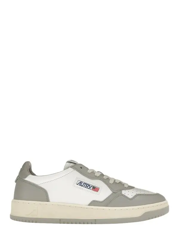 AUTRY Medalist Leather Low Sneakers - Grey/white/cream