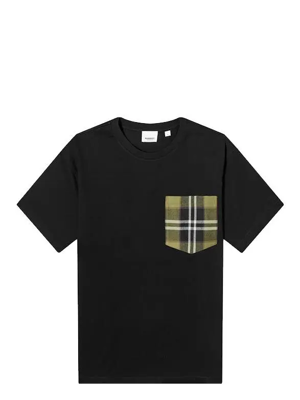 Burberry Oversized Checked Twill-trimmed Cotton-jersey T-shirt - Black