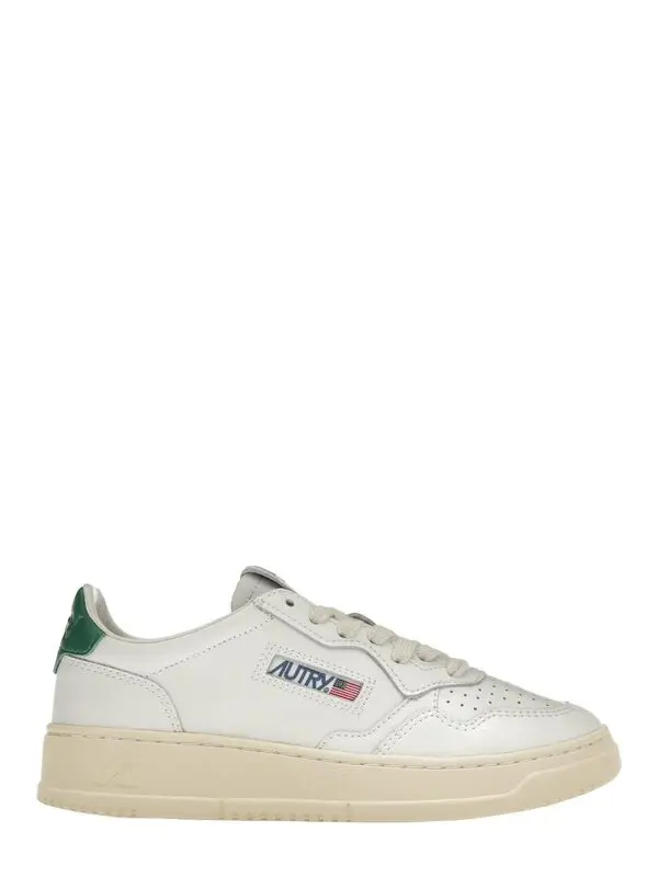AUTRY Medalist Leather Low Sneakers - White/green/cream