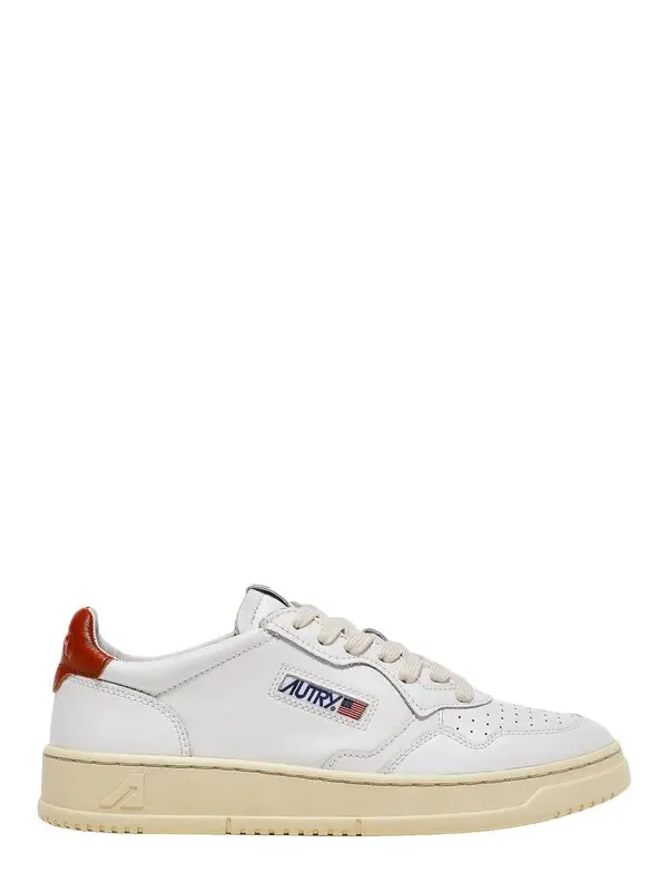AUTRY Medalist Leather Low Sneakers - White/rust/cream