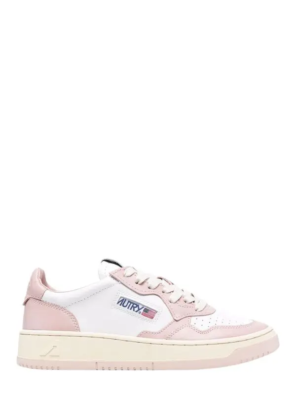 AUTRY Medalist Leather Low Top Sneakers - White/pink/cream