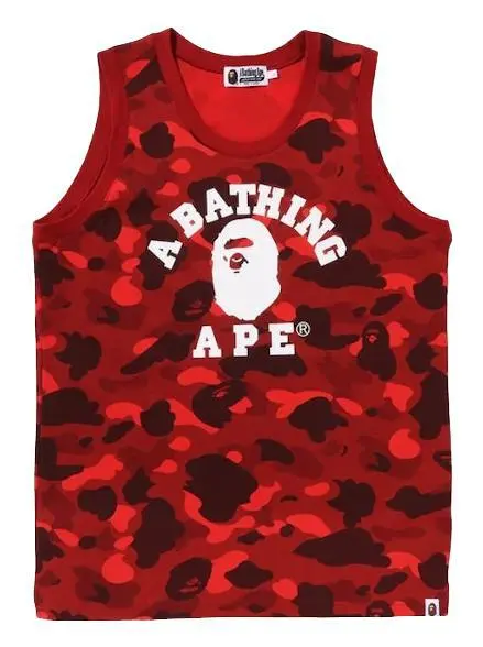 A BATHING APE Camo College Tank Top - Red