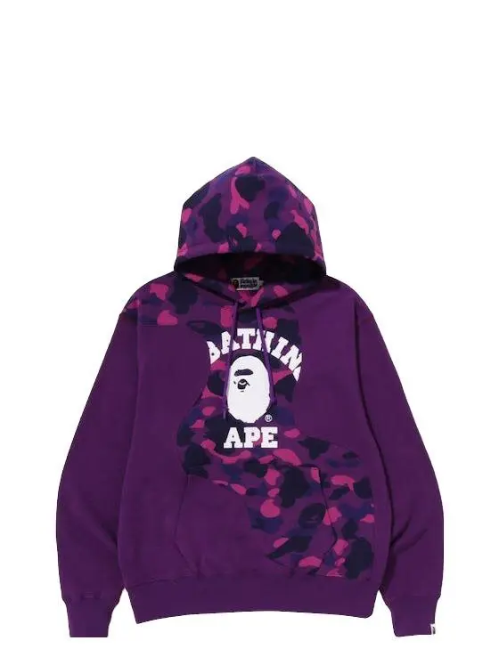 BAPE Camo College Relaxed Fit Hoodie - Purple