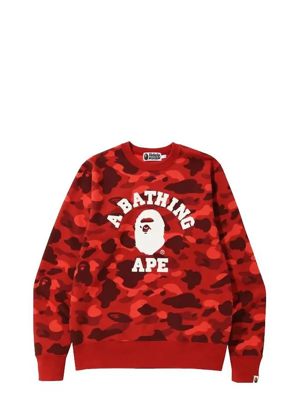 BAPE Camo College Crewneck Sweatshirt - Red