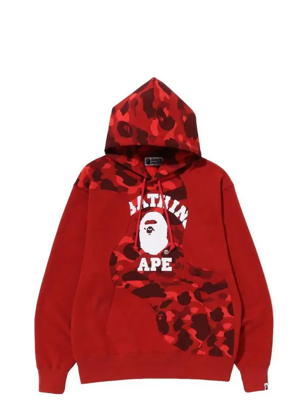 BAPE Camo College Cutting Relaxed Fit Hoodie - Red
