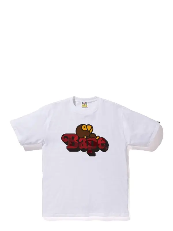 A BATHING APE Camo Milo On Tee Shirt - White/red