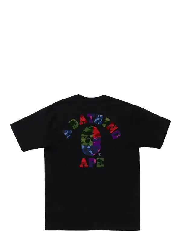A BATHING APE Camo Crazy College Ats Tee Shirt - Black