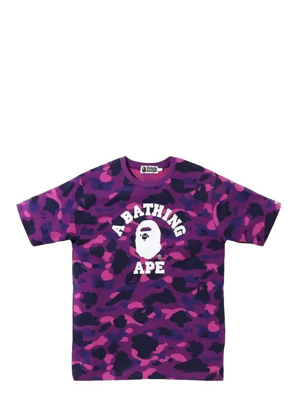 A BATHING APE Camo College Tee Shirt - Purple