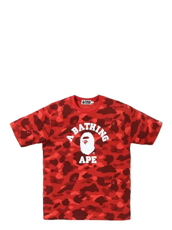 A BATHING APE Camo College Tee Shirt - Red