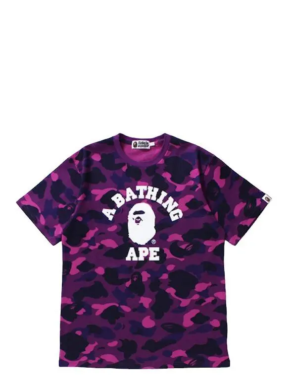 A BATHING APE Camo College Tee Shirt - Purple