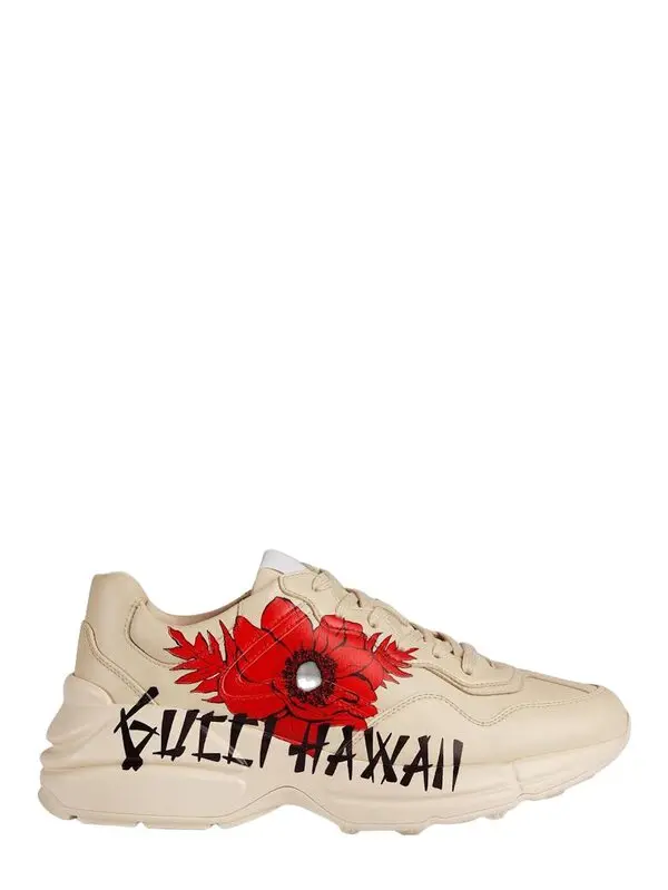Gucci Rhyton Hawaii Print Sneakers - Beige/red/black