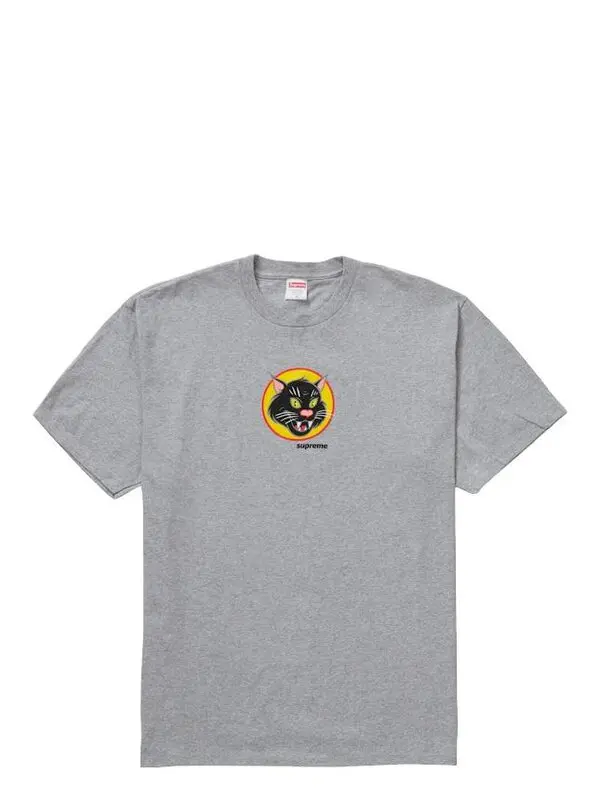 Supreme Black Cat Tee Shirt - Heather Grey