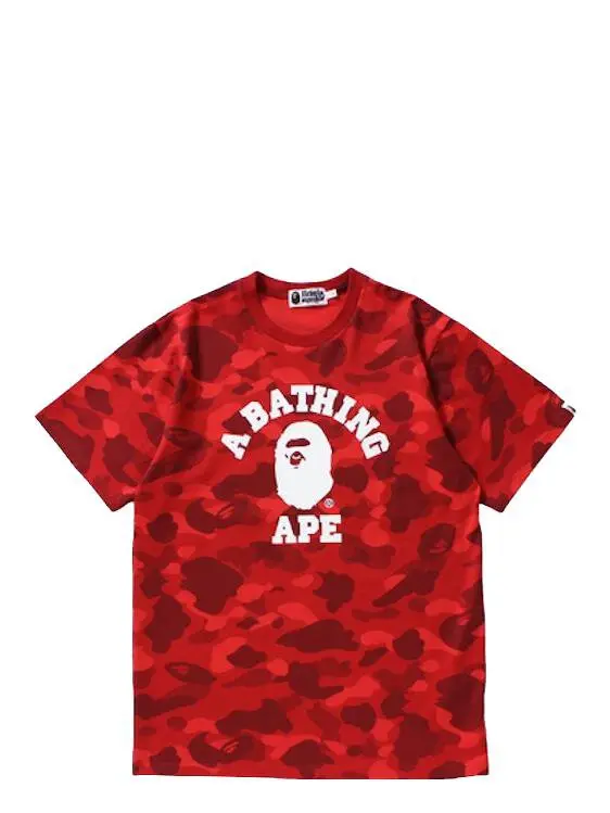 A BATHING APE Camo College Tee Shirt - Red