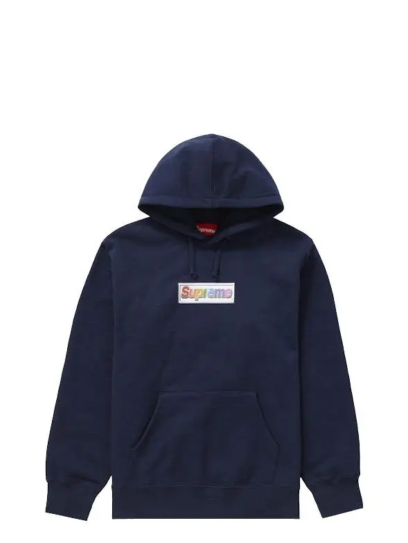 Supreme Bling Box Logo Hooded Sweatshirt - Navy Blue