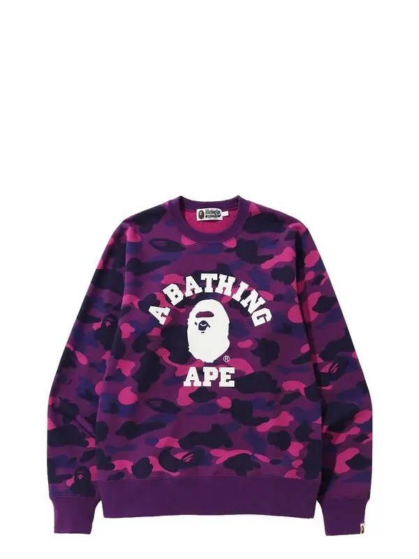 A BATHING APE Camo College Crewneck Sweatshirt - Purple