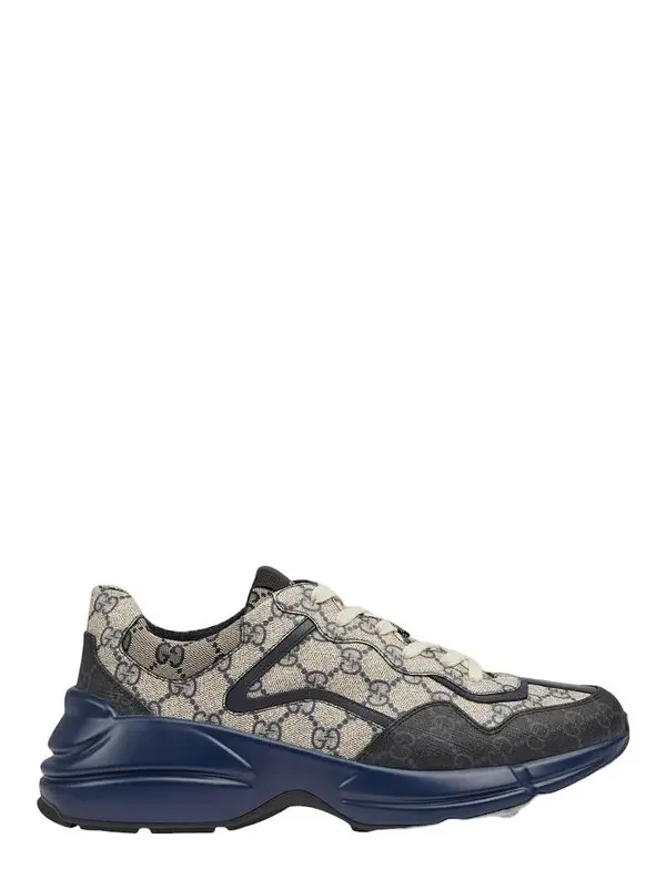 Gucci Rython Gg Sneakers - Grey/black/navy Blue