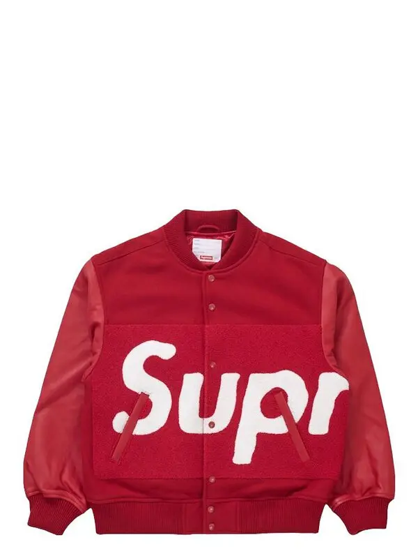 Supreme Big Logo Chenille Varsity Jacket - Red