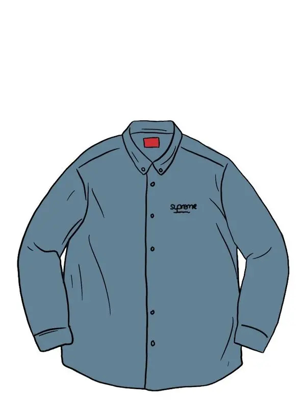 Supreme Classic Logo Denim Shirt - Light Blue