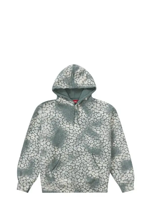 Supreme Bleached Leopard Hooded Sweatshirt - Dusty Teal