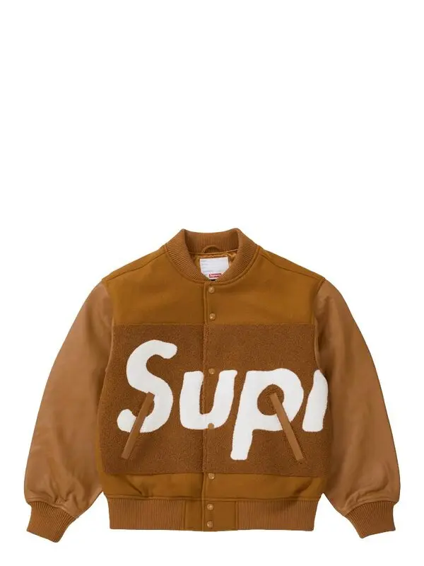 Supreme Big Logo Chenille Varsity Jacket - Mustard