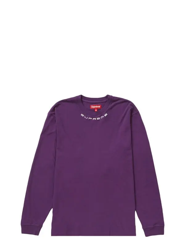 Supreme Collar Logo Long Sleeve Top - Plum